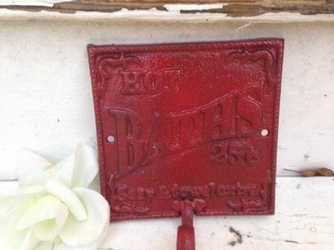 Cast Iron Wall Decor / Hot Baths Sign / Cast Iron Bath Sign - Etsy