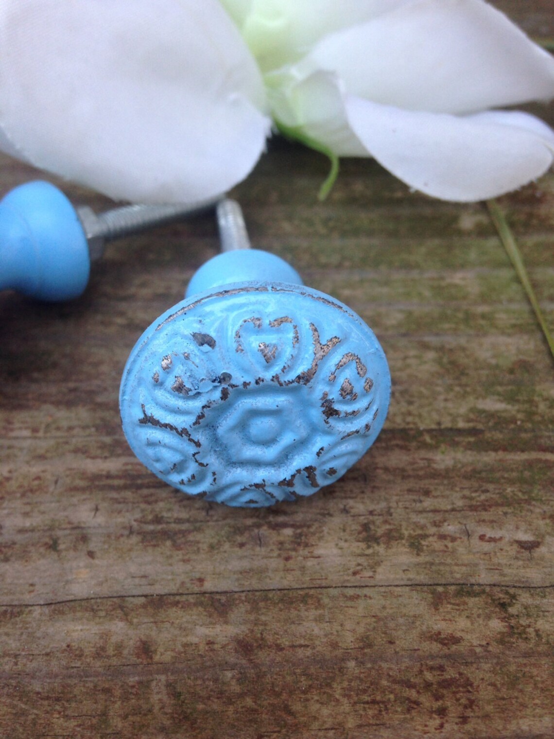 Drawer Pulls, Drawer Knobs, Aqua Blue Shabby Chic Knob, Set of 2 - Etsy