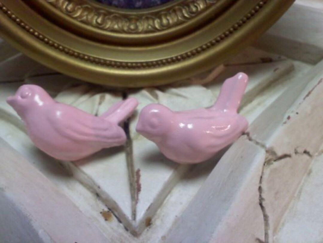 Drawer Pulls, Drawer Knobs, Light Pink Satin Shabby Chic Knobs, Bird Knobs Set of 2 Knobs - Etsy
