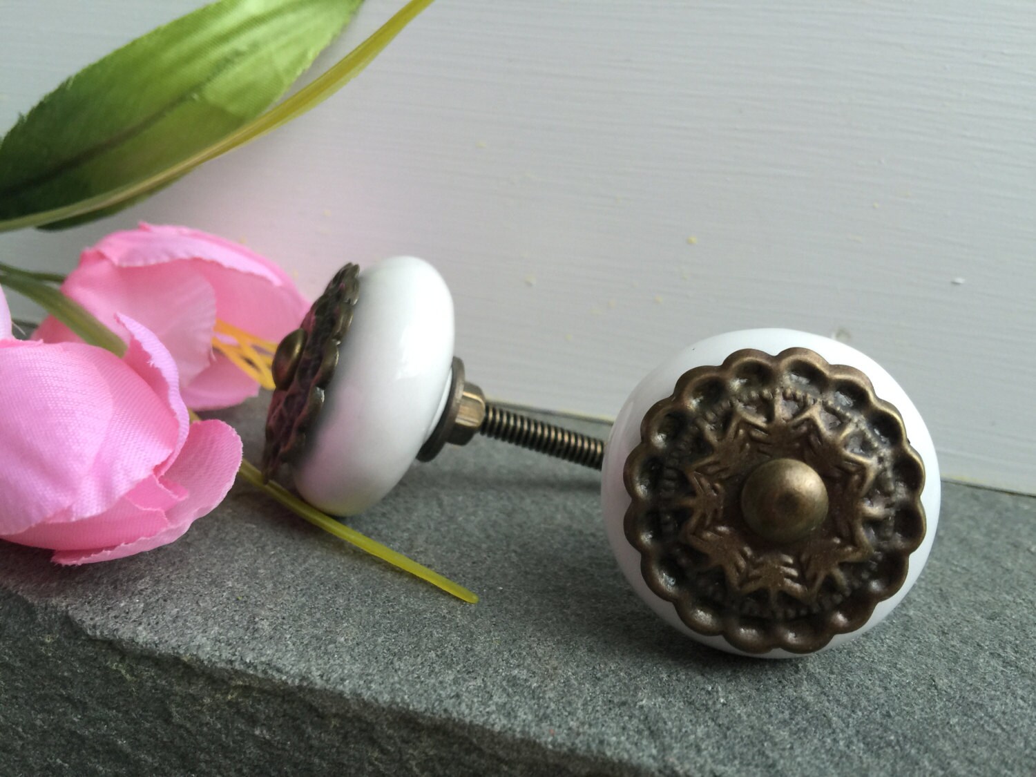 Drawer Pulls Drawer Knobs White Satin Shabby Chic Knobs | Etsy