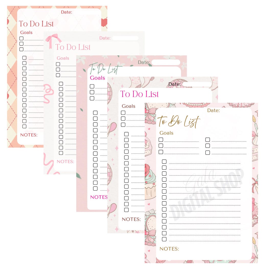 To Do List Printable, Cute, Pink, Girly,aesthetic, Cherry, Heart, Bow ...