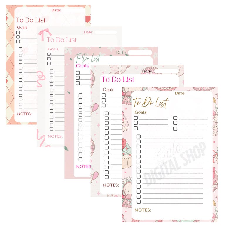 To Do List Printable, Cute, Pink, Girly,aesthetic, Cherry, Heart, Bow ...