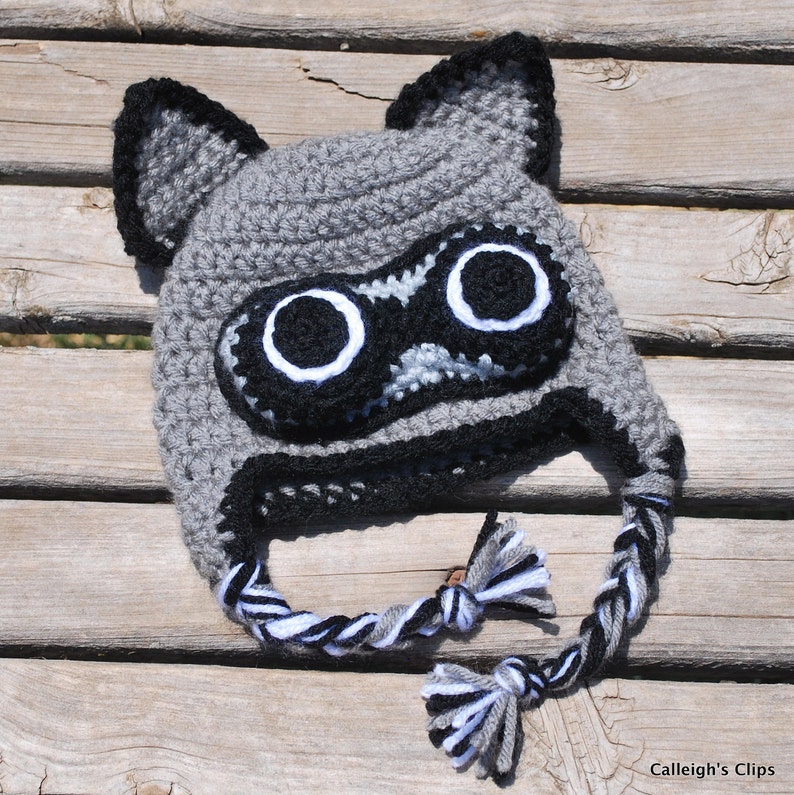 Raccoon Earflap Hat Infant Toddler & Kids - Etsy