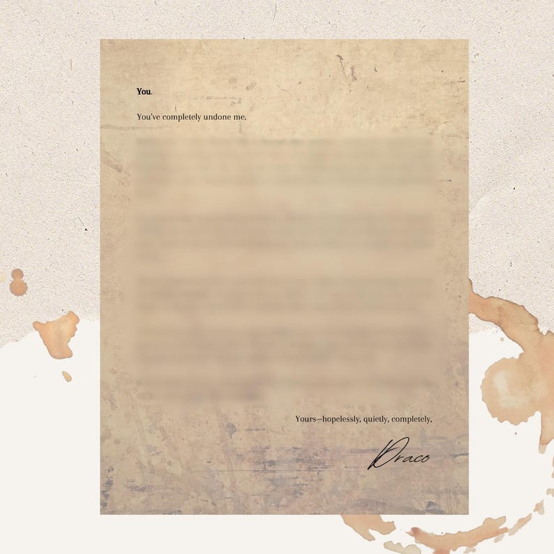 Draco Malfoy (harry Potter) Love Letter | Digital Download - Etsy