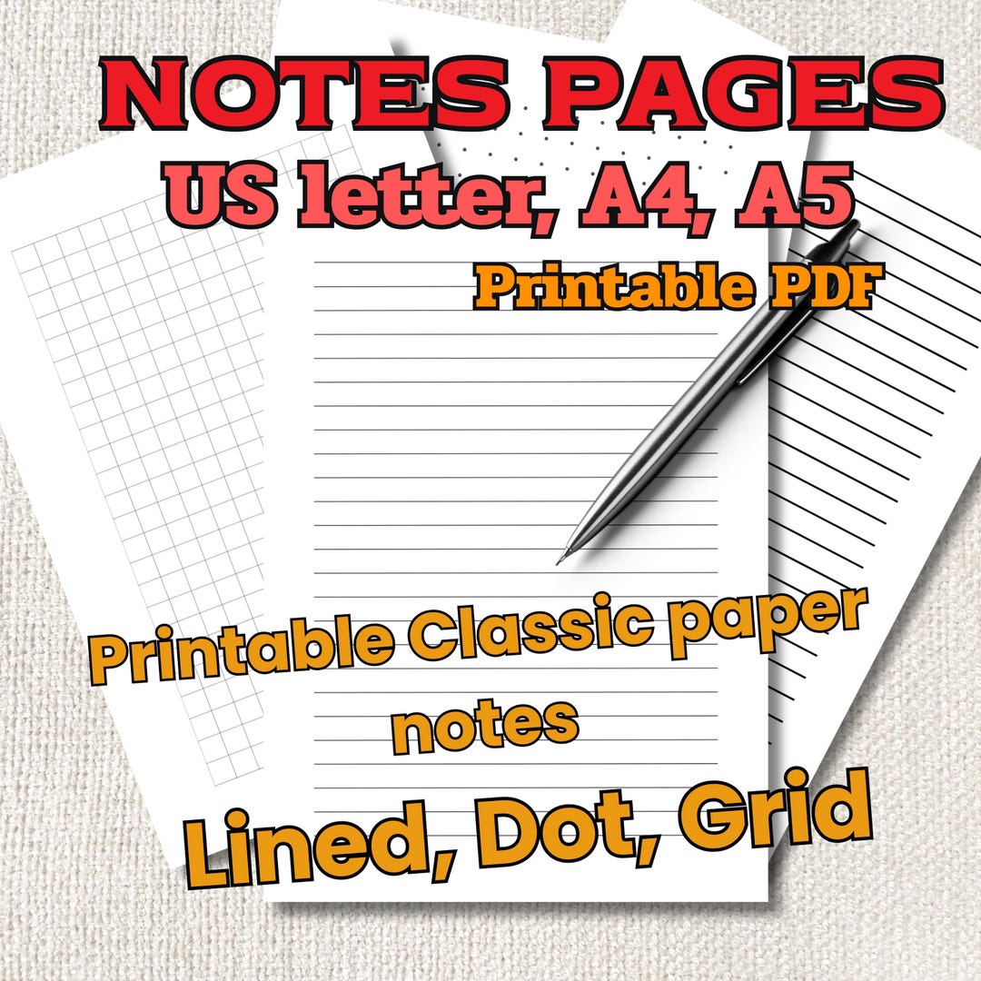 Printable Lined Dot Grid Paper: US Letter, A4, A5 (PDF Files ...