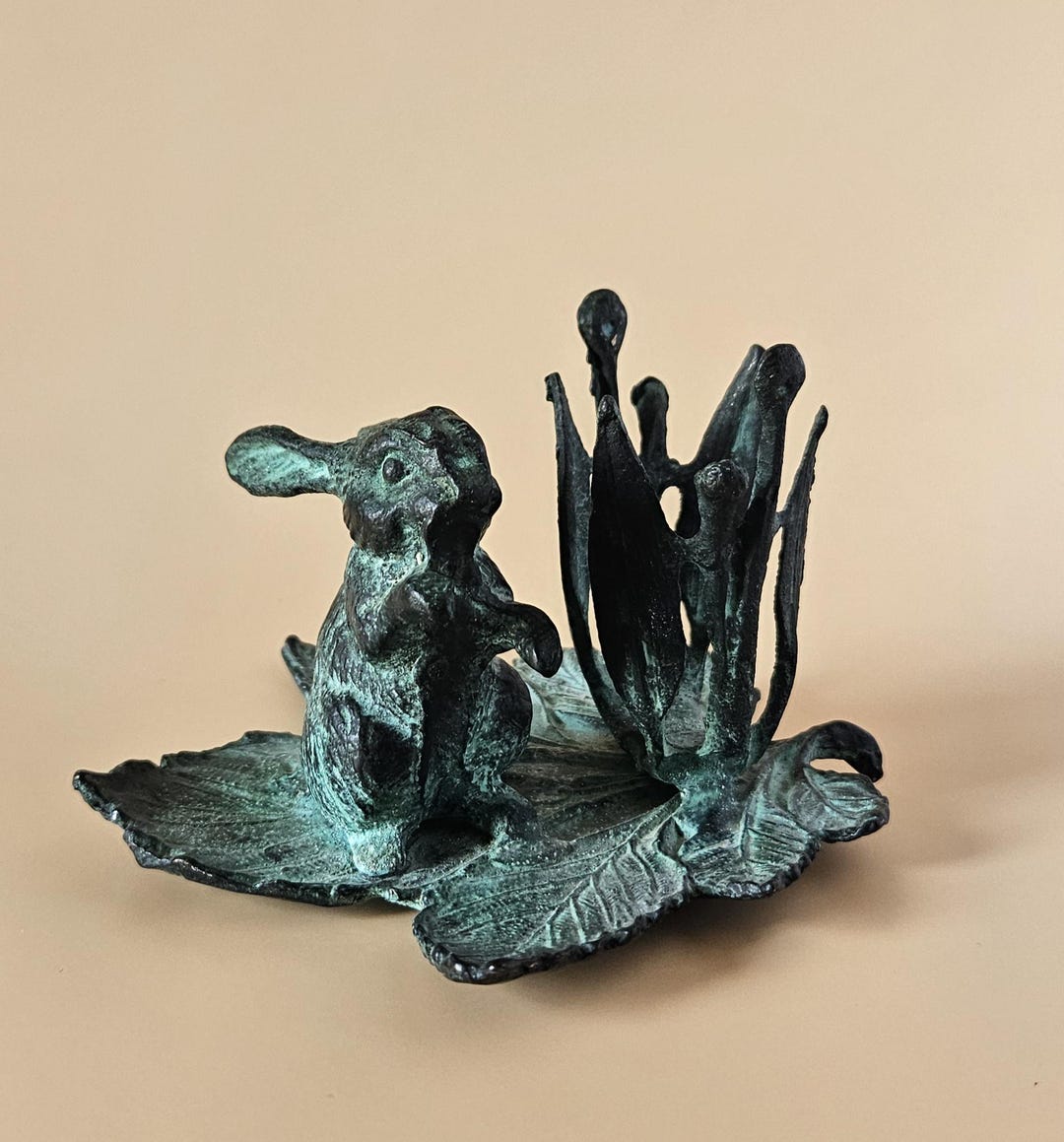 Charming Cast Metal Rabbit on a Maple Leaf Statue - Etsy