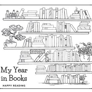 Reading Tracker, Coloring in Your Book Shelf, Reading Journal Page - Etsy