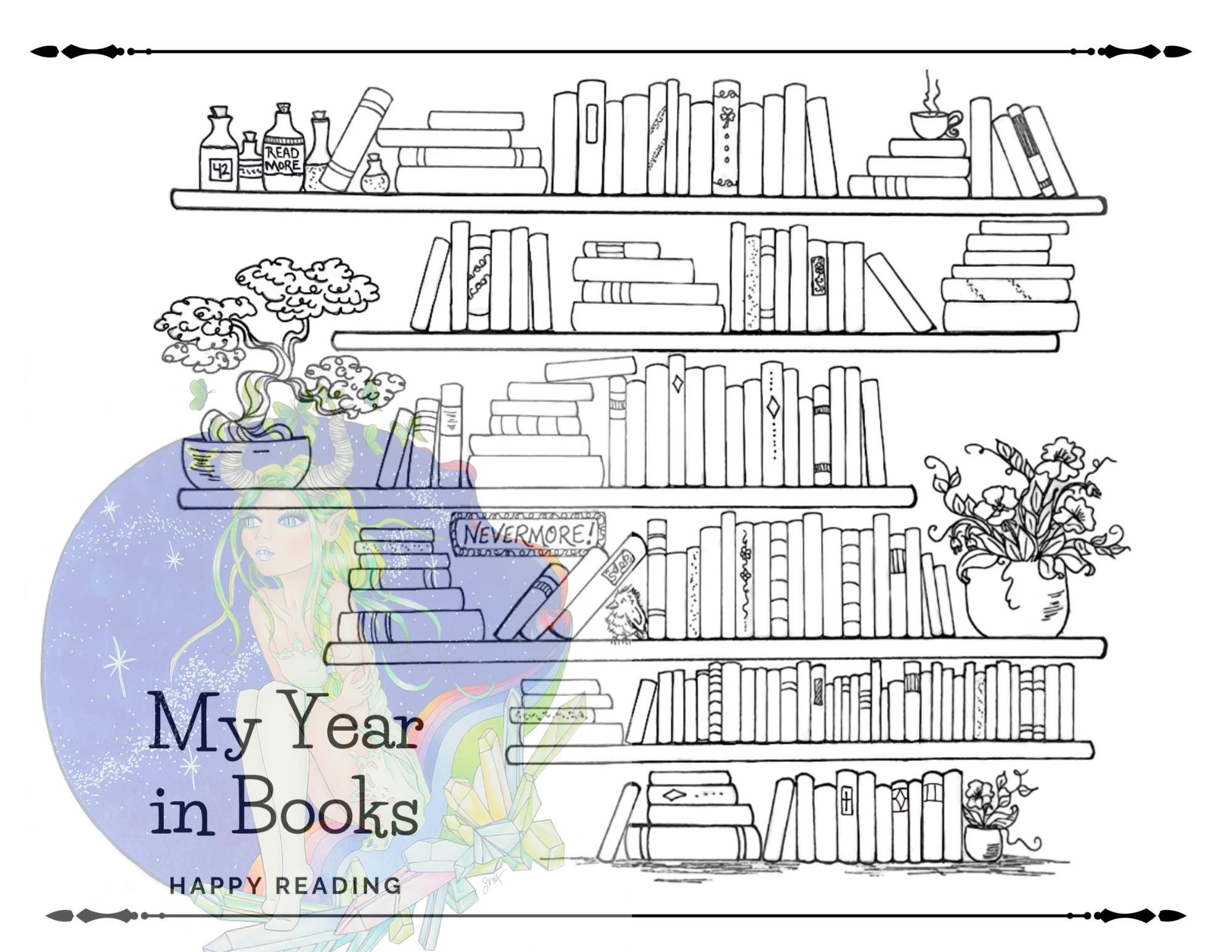 Reading Tracker, Coloring in Your Book Shelf, Reading Journal Page - Etsy