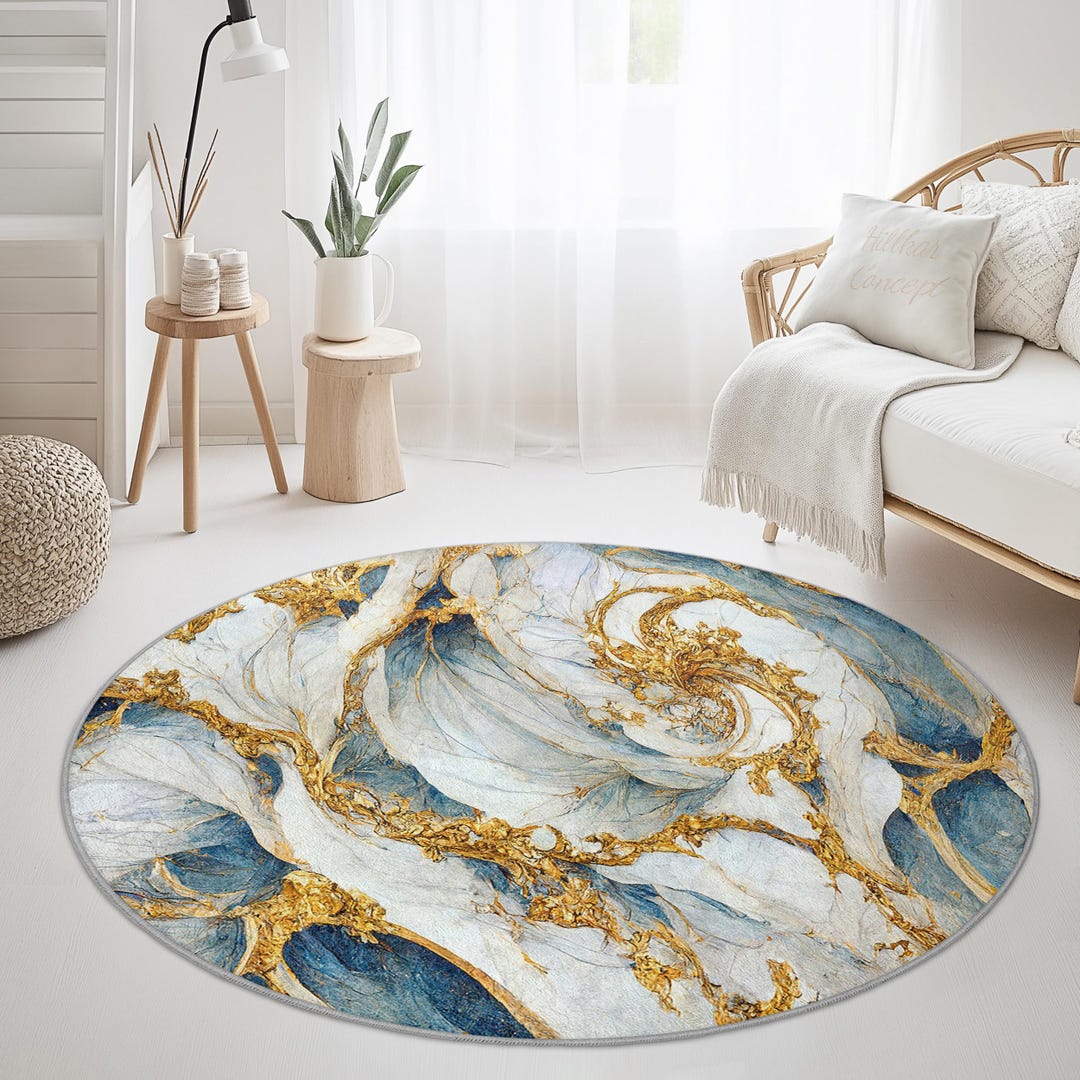 Blue And Gold Area Rug