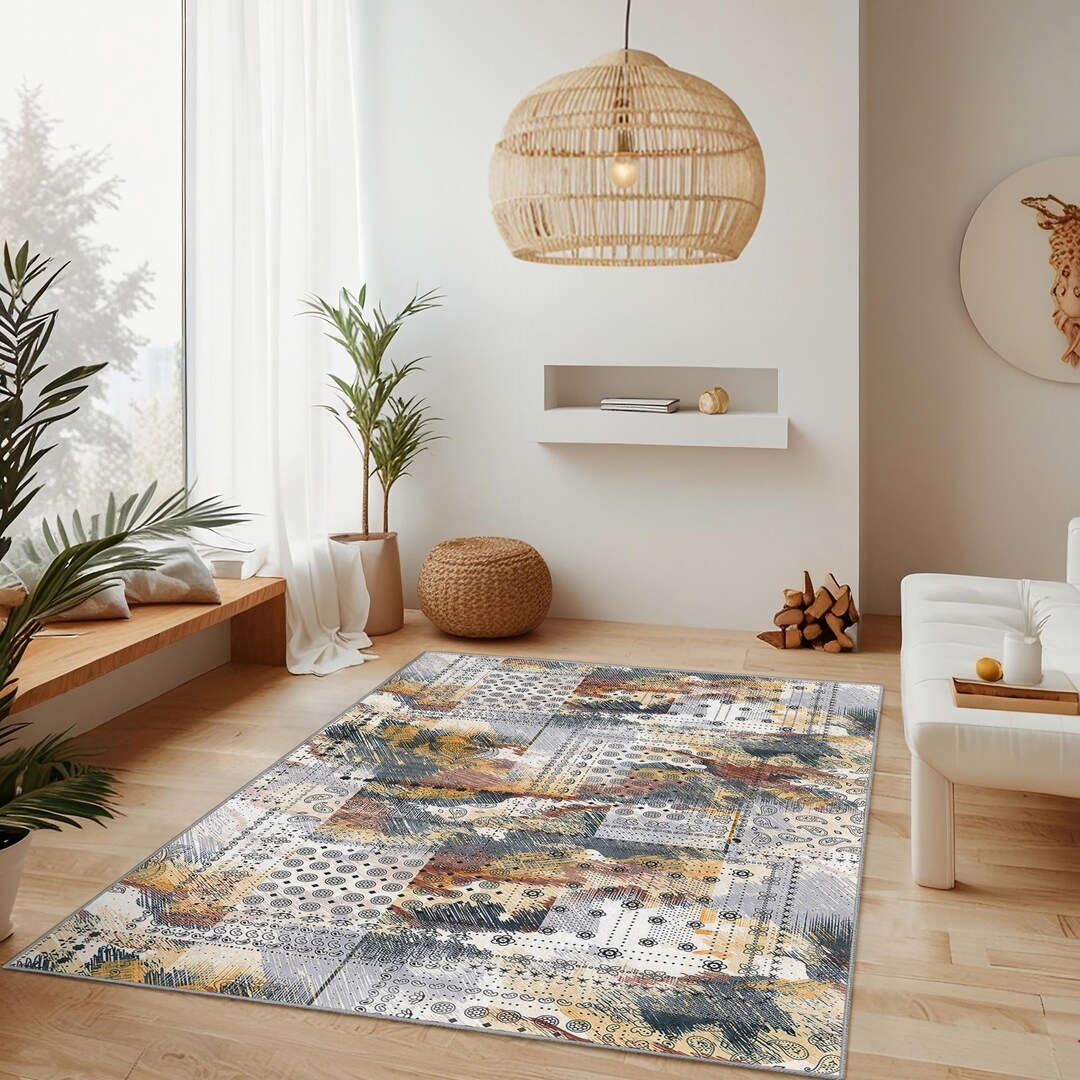 Abstract Geometric Pattern Area Rug, Modern Rectangle Carpet, Living ...