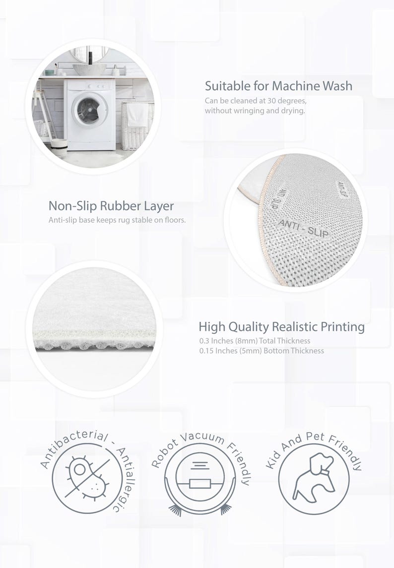 Forest Adventure Round Kids Play Rug, Animal Pattern Kids Rug, Soft ...