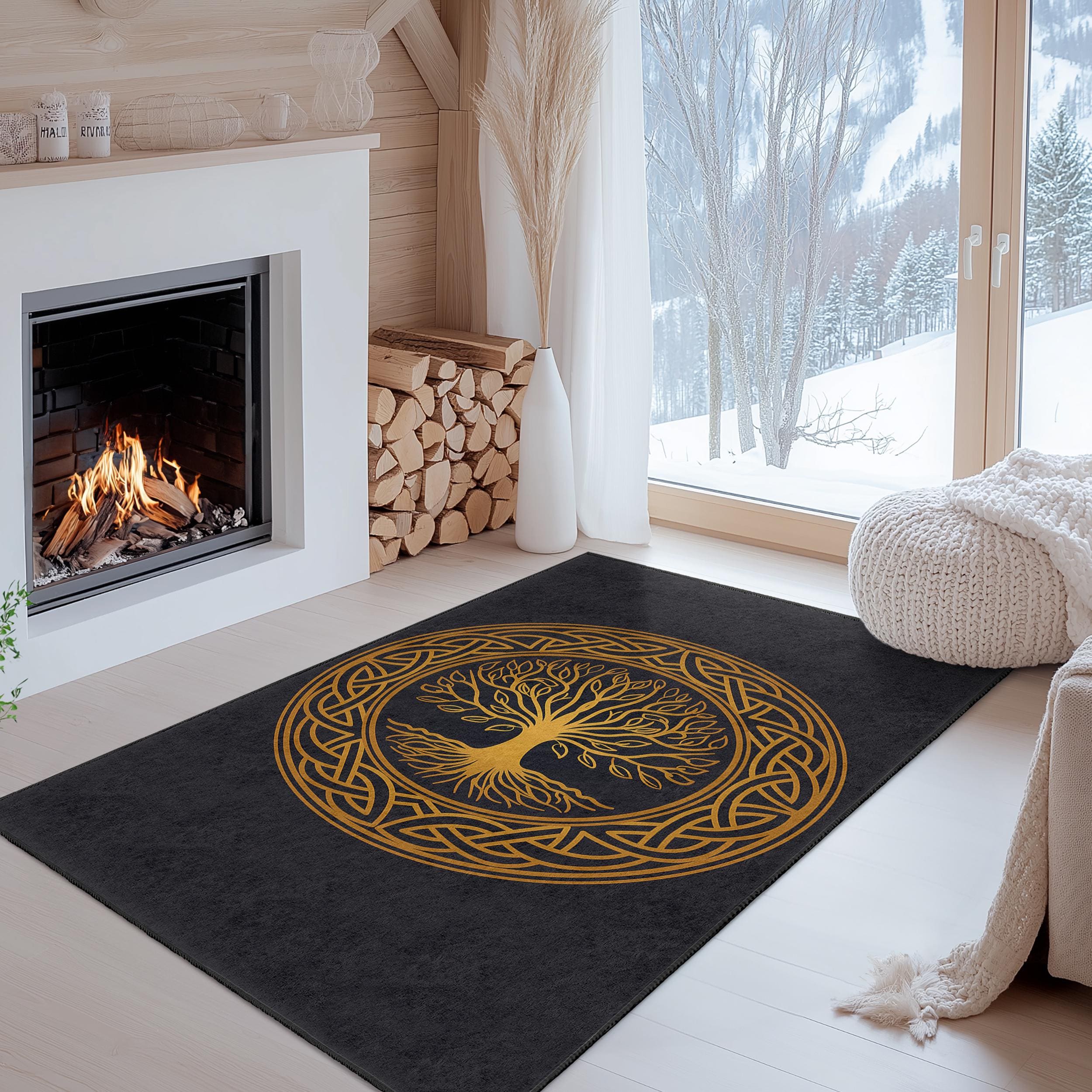 Celtic Tree of Life Round Rug, Bohemian Home Decor, Vintage Tree Area ...