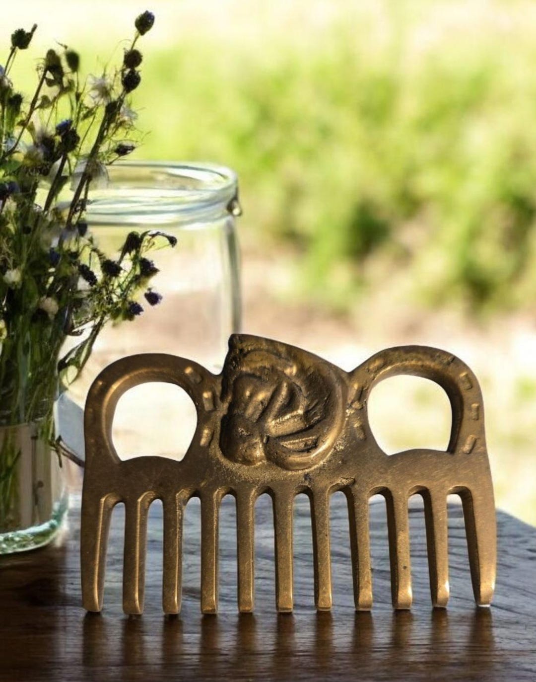 Vintage Solid Brass Comb With Horse Motif - Handcrafted African or ...