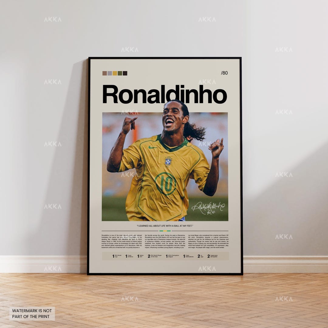 Ronaldinho Poster, Ronaldinho Brazil Wall Art, Framed Gaucho Print ...