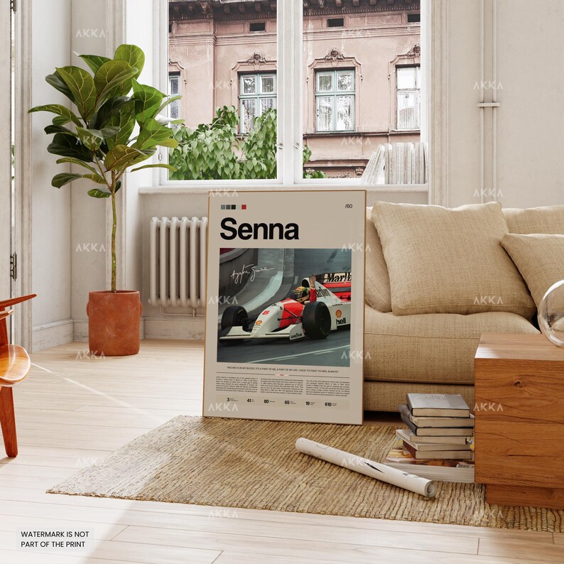 Ayrton Senna Poster, Senna Mclaren Wall Art, Framed Mclaren F1 Print ...