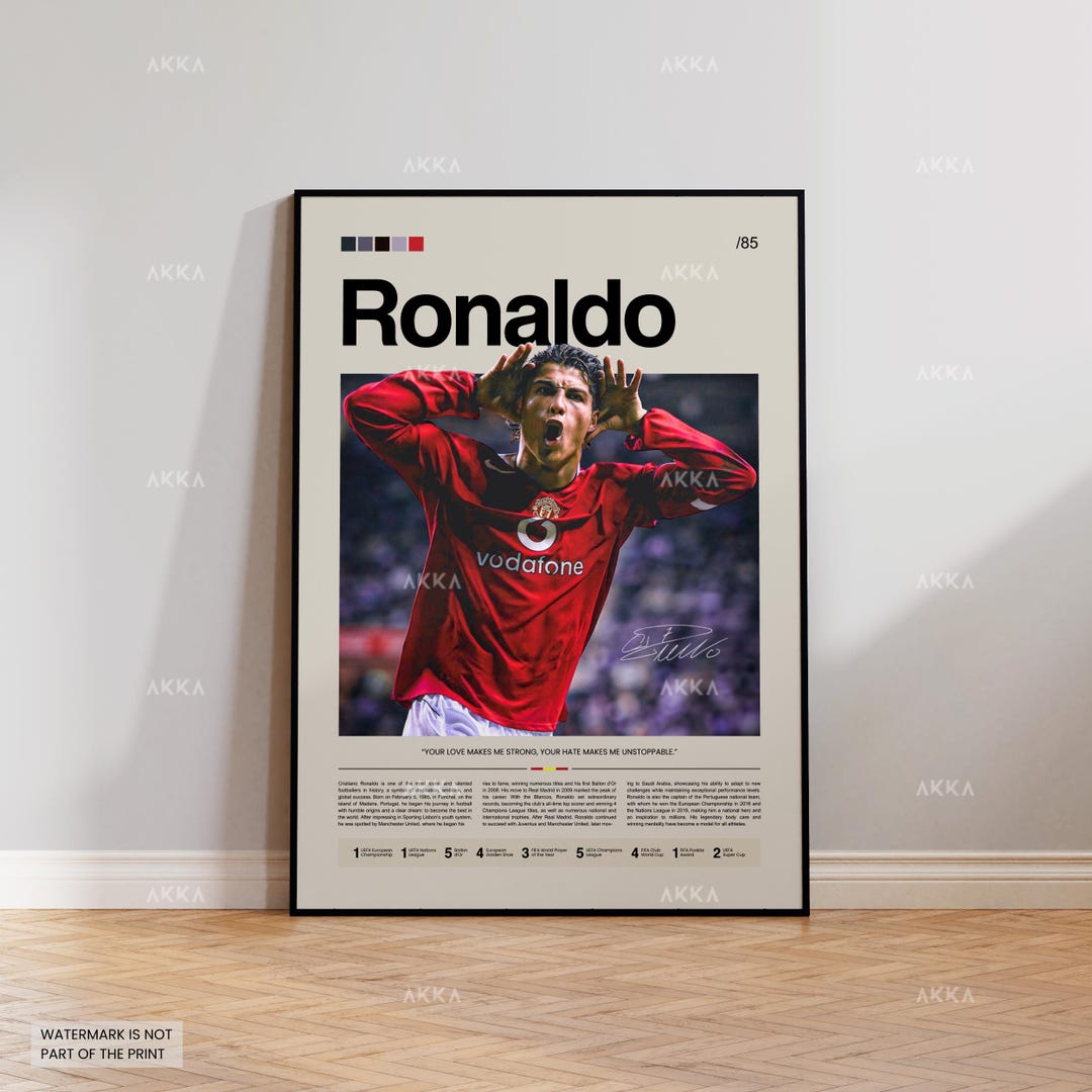 Cristiano Ronaldo Poster, Ronaldo Manchester United Wall Art, Framed ...