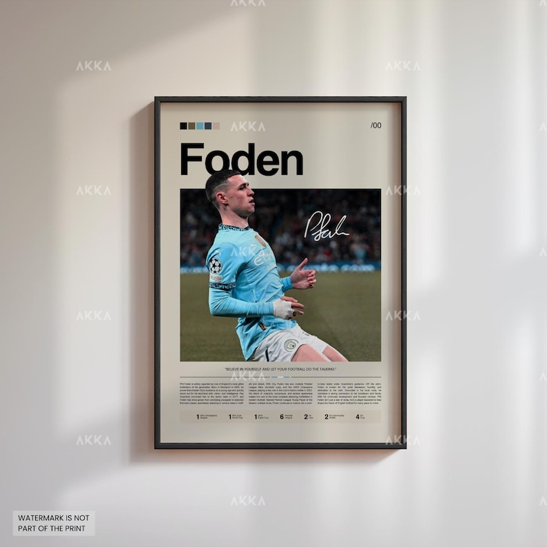 Phil Foden Poster, Foden City Wall Art, Framed Foden Print, Manchester ...