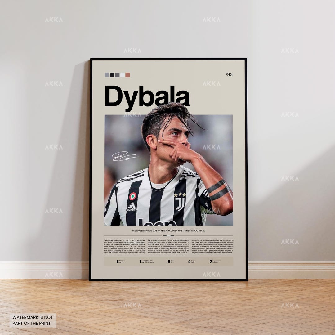 Paulo Dybala Poster, Dybala Juventus Wall Art, Framed Dybala Print ...