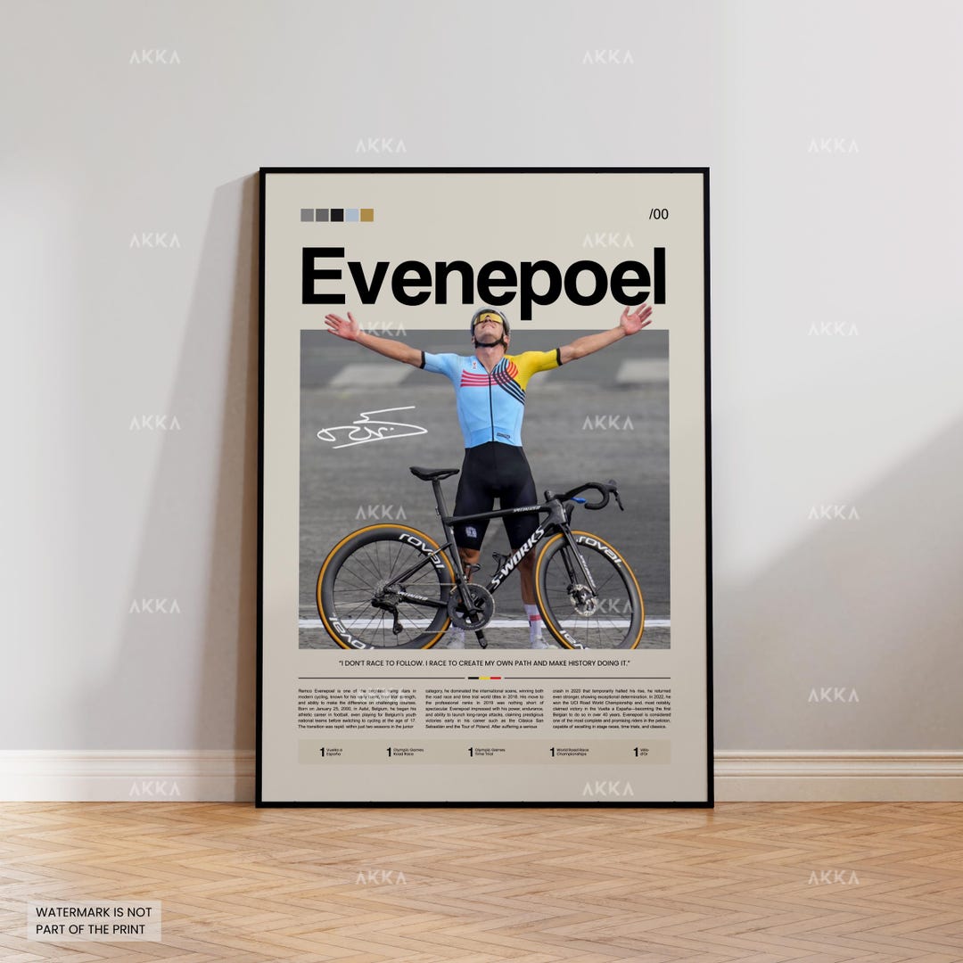 Remco Evenepoel Poster, Evenepoel Cyclist Print, Framed Evenepoel Art ...
