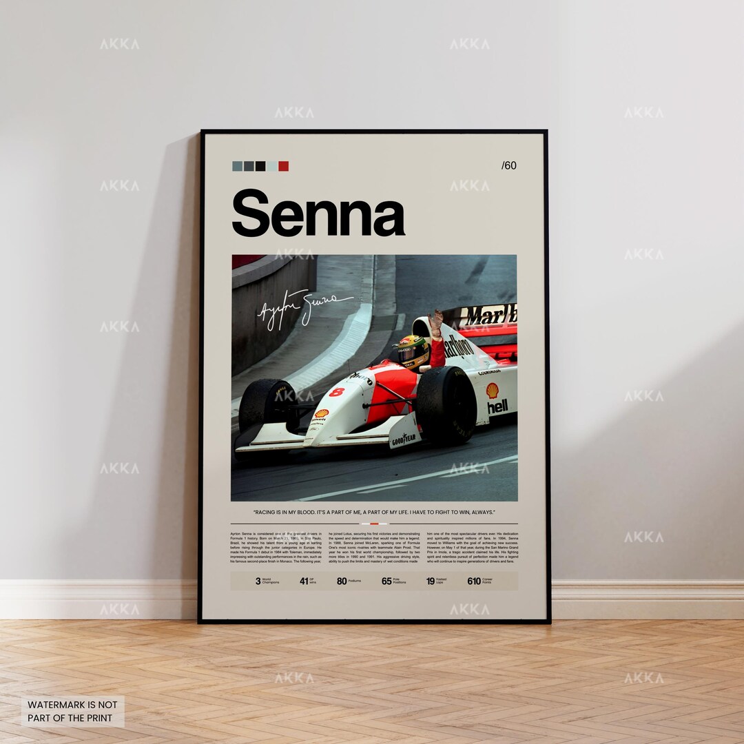 Ayrton Senna Poster, Senna Mclaren Wall Art, Framed Mclaren F1 Print ...
