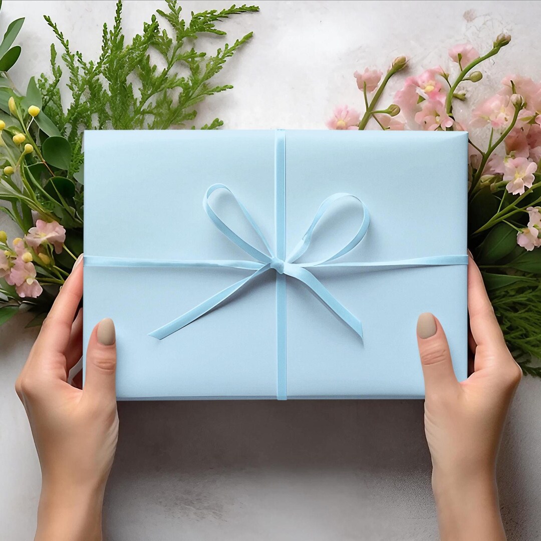 Powder Sky Blue Wrapping Paper, Elegant Matte or Glossy Gift Wrap for ...