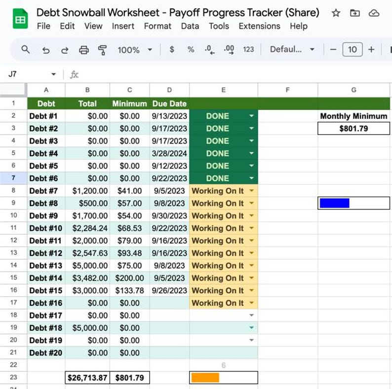 Debt Payoff Template - the Debt Snowball - Google Sheets Template - Etsy