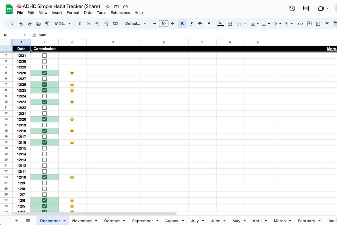 ADHD Habit Tracker Spreadsheet – Daily Dopamine Boost Chart for ...