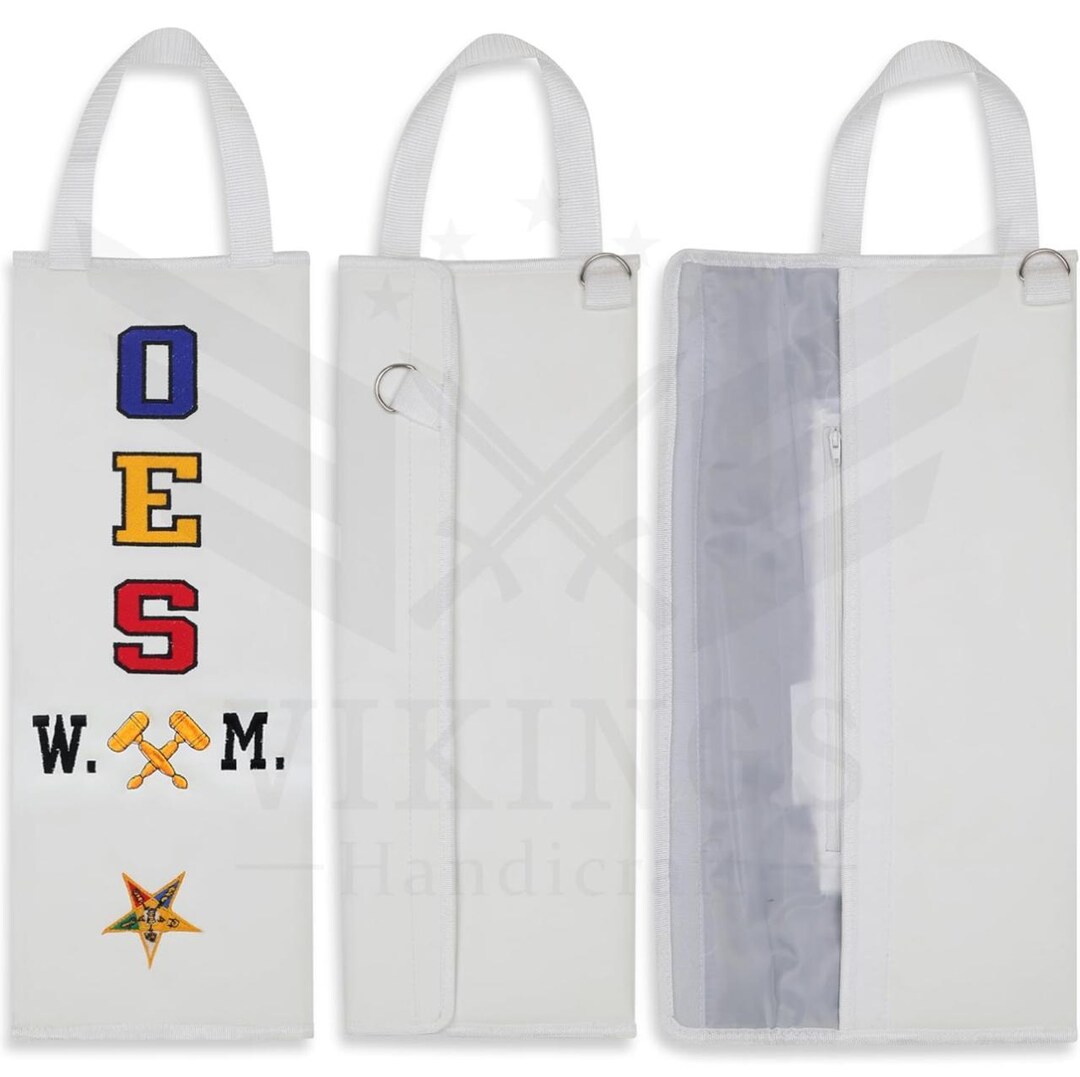 W.M Worthy Matron OES Sash Storage Bag | White Faux Leather Regalia ...