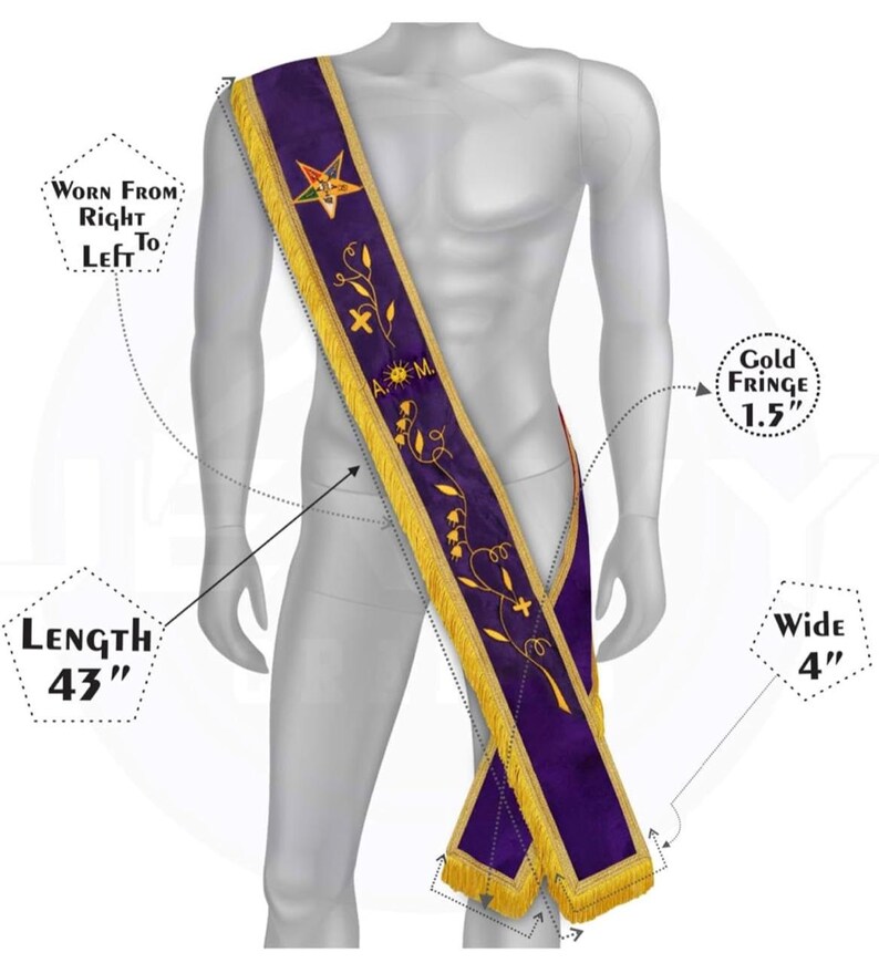 Masonic OES Associate Matron Purple Velvet Sash Set With Gloves ...
