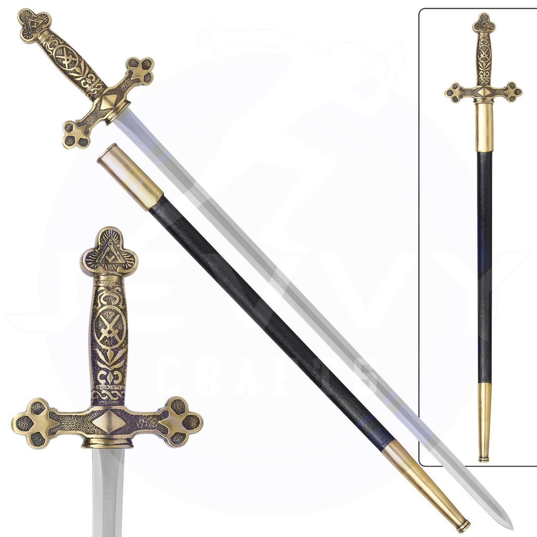 Handmade Masonic Ceremonial Sword: Square Compass Emblem, Display ...