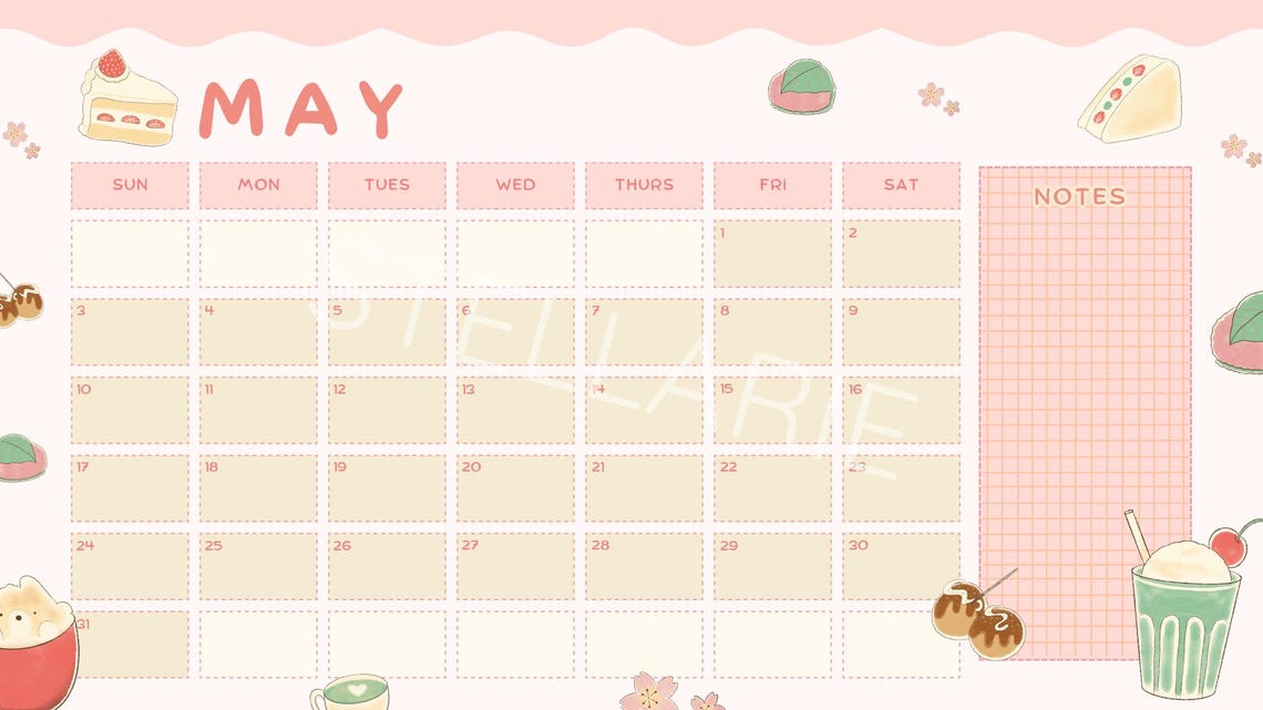 Pastel Pink 2026 Calendar - Etsy