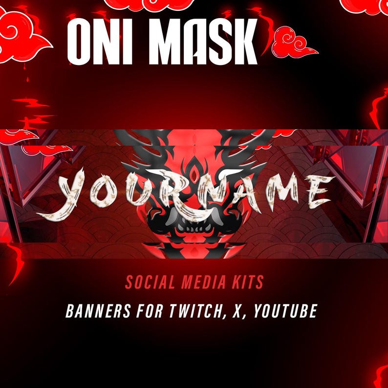 Streamer Theme Overlay – Animated Oni Mask Twitch Overlay Pack - Etsy