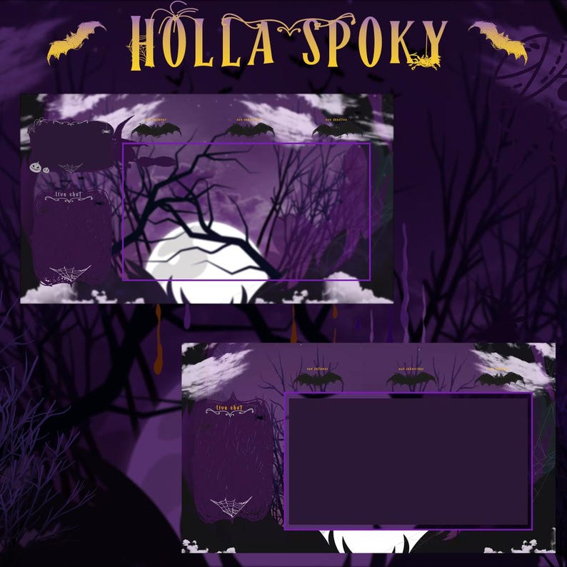 Purple Moon Haunted Stream Overlay – Animated Twitch & Youtube Pack - Etsy
