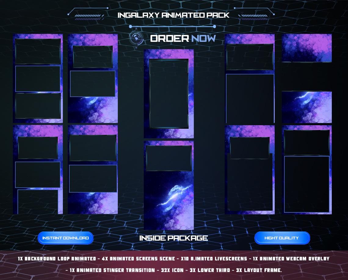 Animated Galaxy Tiktok Live Overlay – Vertical Stream Scenes for OBS ...