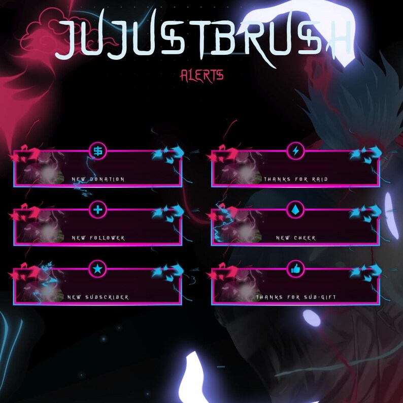 JUJUTSU Animated Stream Package | Stream Overlays, Panels, Alerts, Cam Overlay, Screens | Twitch ...