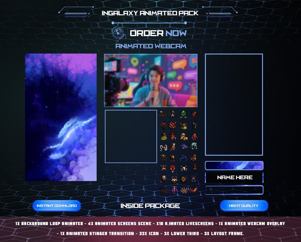 Animated Galaxy Tiktok Live Overlay – Vertical Stream Scenes for OBS ...