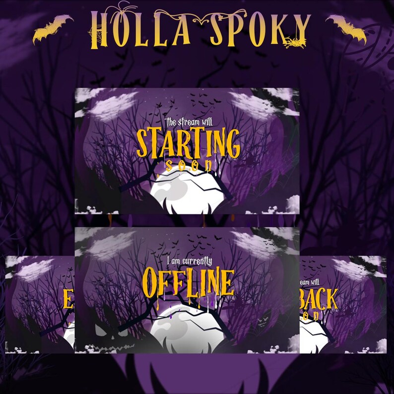 Purple Moon Haunted Stream Overlay – Animated Twitch & Youtube Pack - Etsy