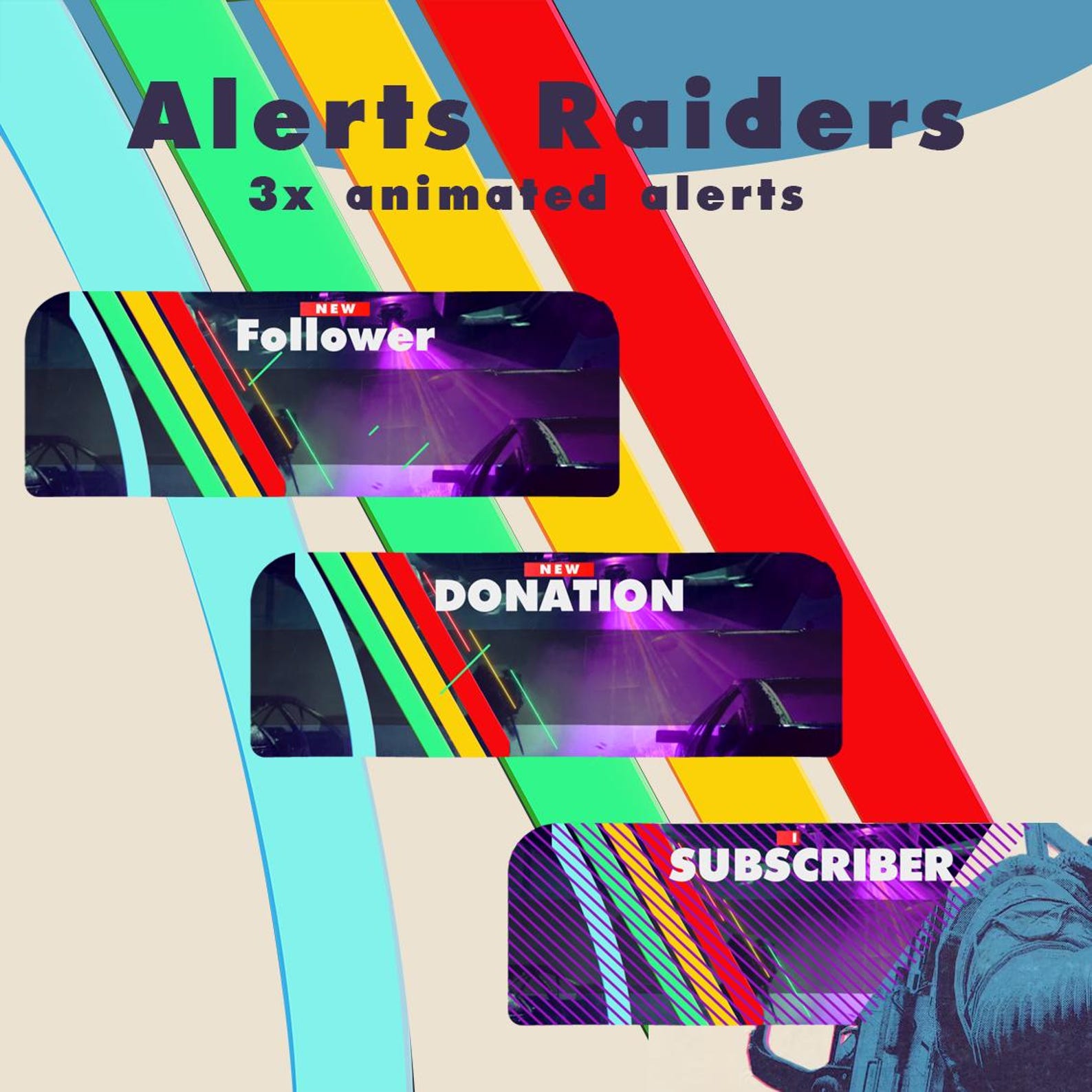 Raiders Stream Alerts Animation 3 Animated Twitch & Youtube Alerts ...