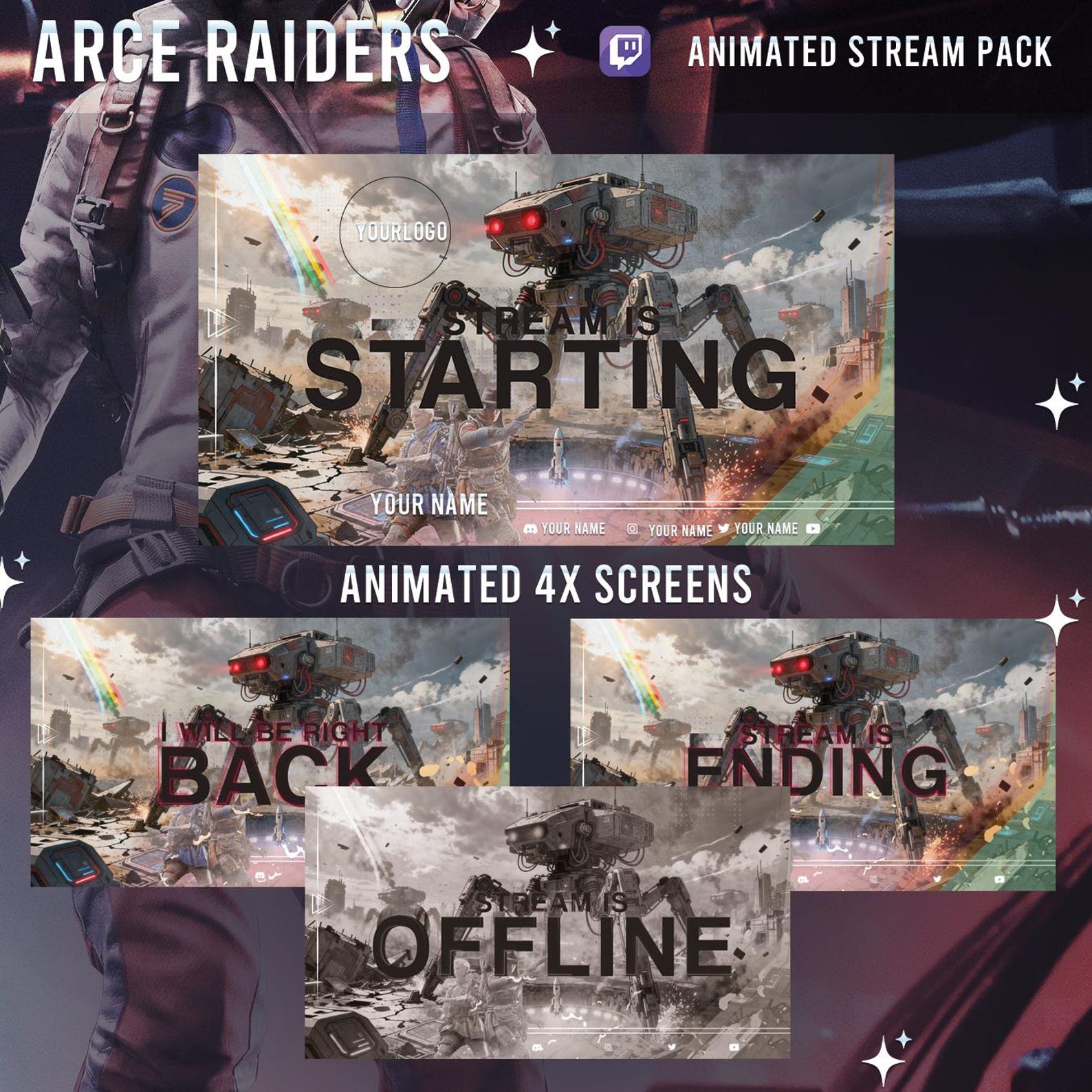 ARC Raiders Animated Twitch Stream Overlay Pack | Neon Manga Gaming ...