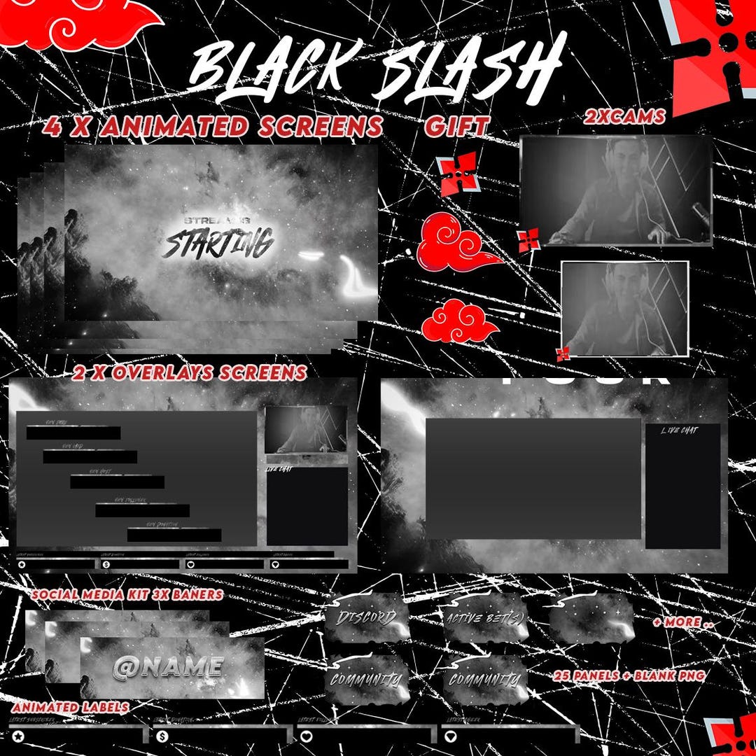 Black Lighting Stream Overlay Pack – Animated Twitch & Youtube Stream ...