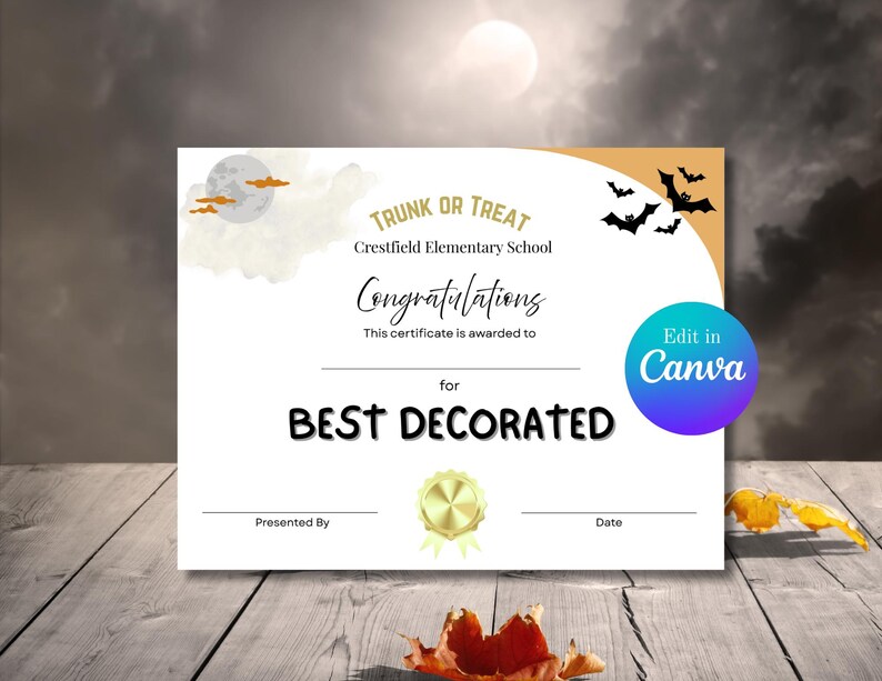 Editable Trunk or Treat Award Certificate, Trunk or Treat Event Kit ...