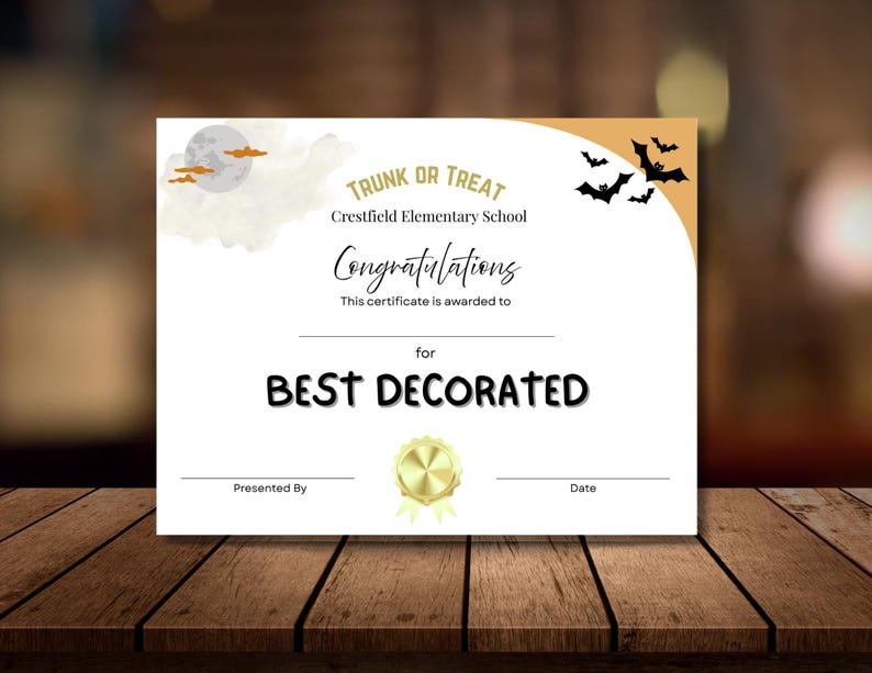 Editable Trunk or Treat Award Certificate, Trunk or Treat Event Kit ...