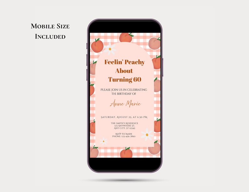 60th Birthday Invitation, Turning 60 Invite, Feelin Peachy, Sixty ...