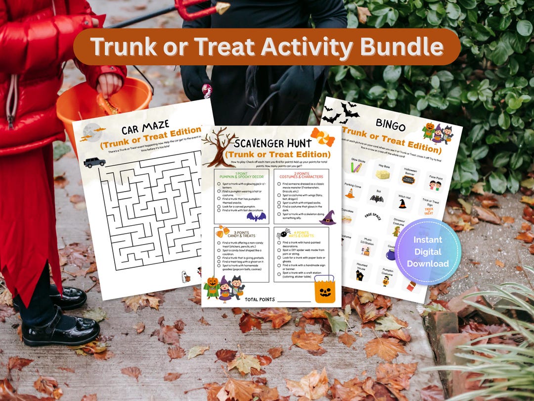 Trunk or Treat Printable Games Bundle, Trunk or Treat Kit, Halloween ...