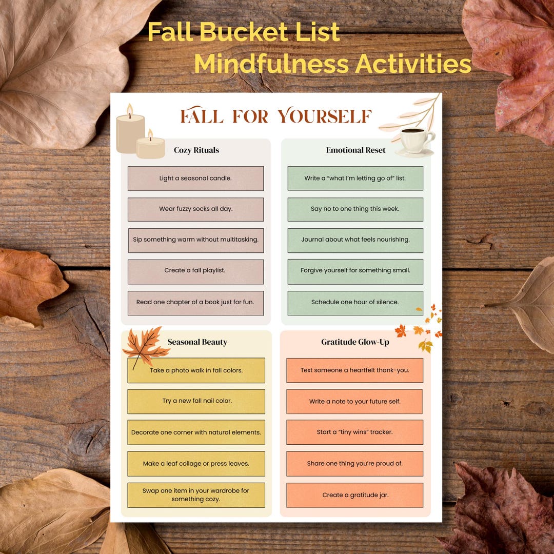 Self Care Planner, Planner Inserts for Journal, Fall Bucket List ...