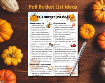 Fall Bucket List Printable, Autumn Bucket List Ideas, 50+ Autumn Family ...