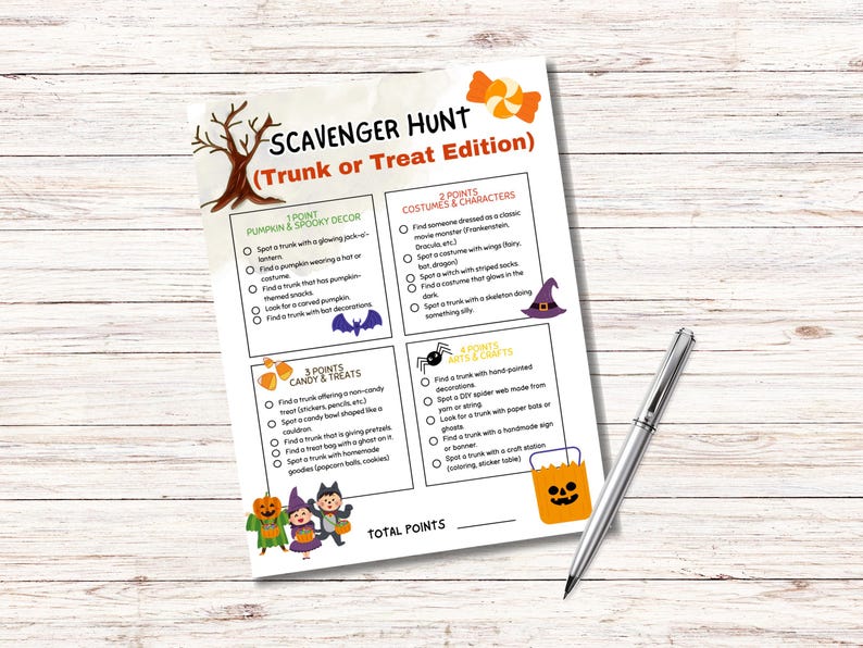 Editable Trunk or Treat Scavenger Hunt, Canva Template, Family ...