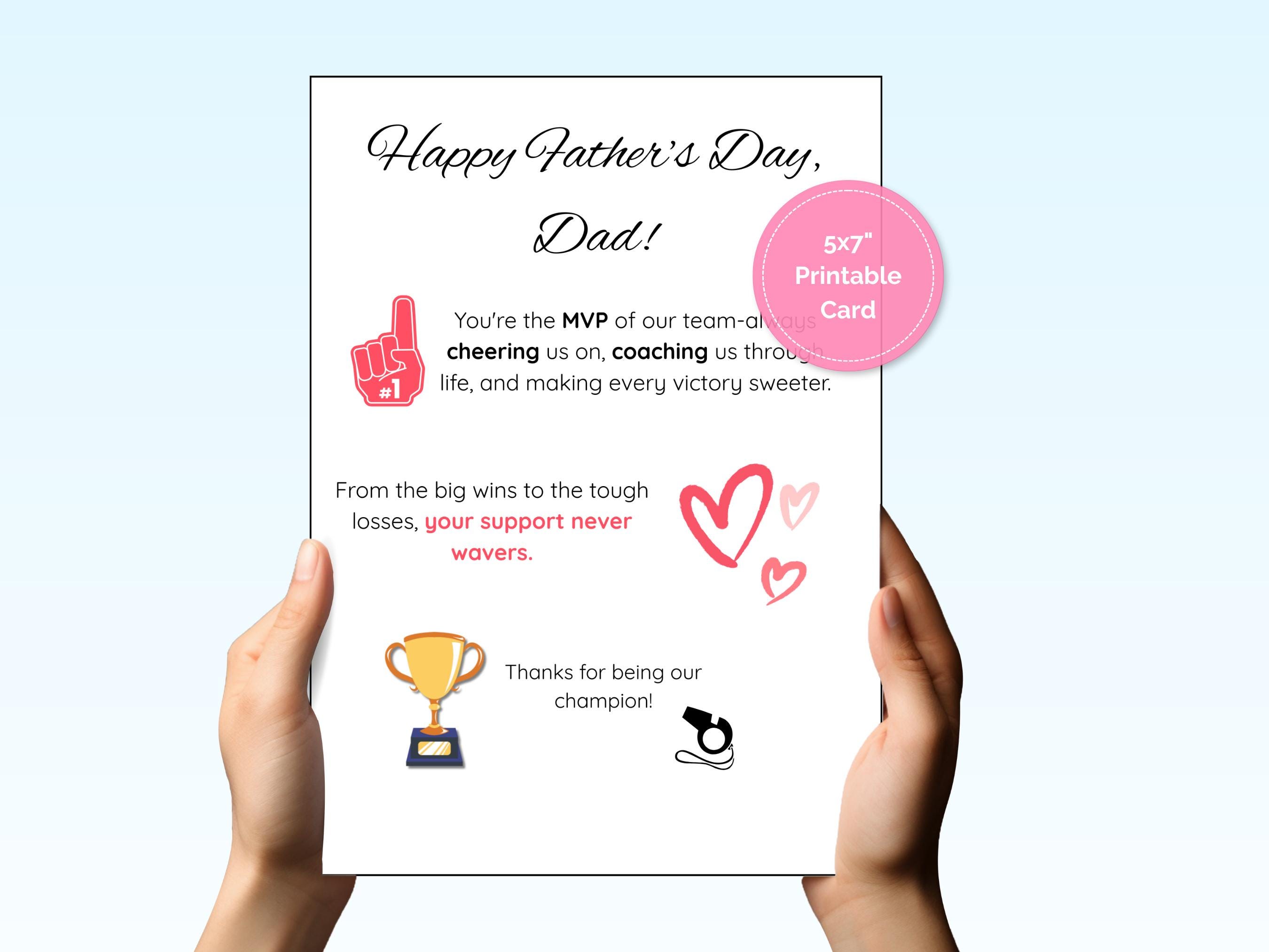 Father's Day Sports Printable Card, INSTANT DOWNLOAD, Happy Father's ...