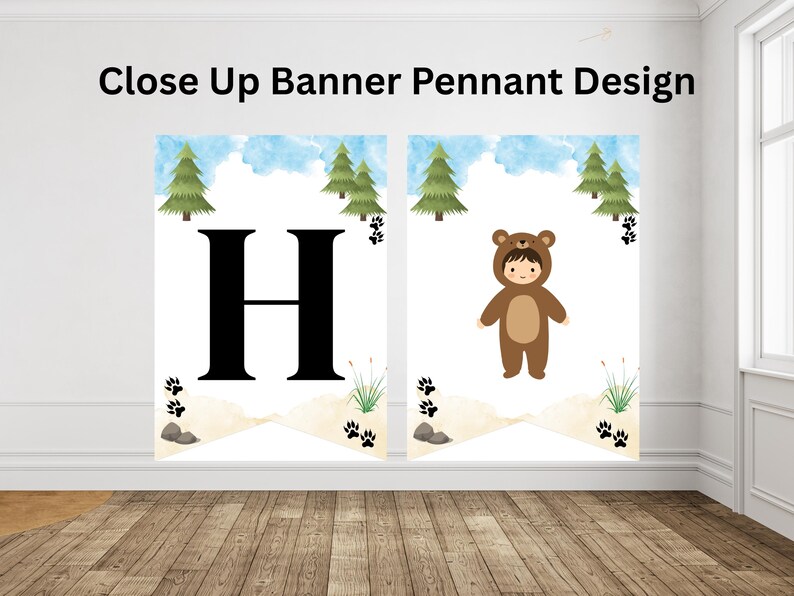 Young Wild and Three Banner | Forest Birthday Bunting | 5x7 Pennants ...