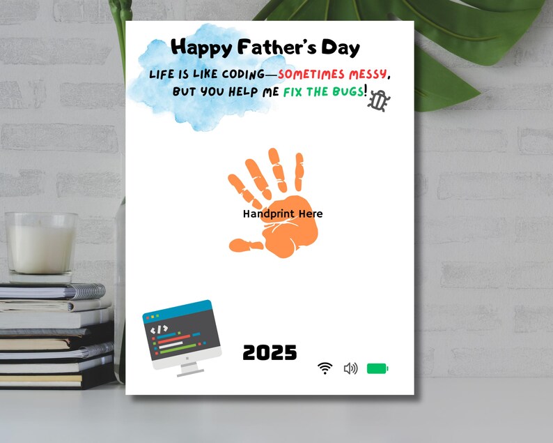 Father's Day DIY Handprint Craft for Engineering Dad, Instant Download ...